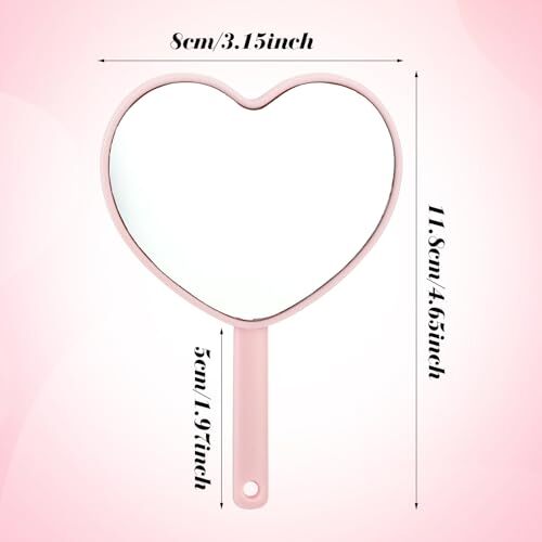 2 Pcs Heart Shaped Handheld Mirrors Hangable Travel Makeup Mirrors Mini ...