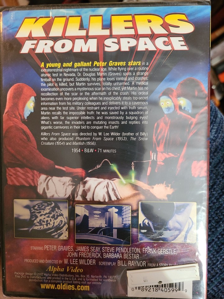 Killers From Space (DVD SEALED, 1954 B&W, 2002) Peter Graves, James ...