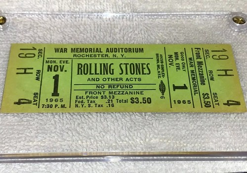 THE ROLLING STONES 1965 UNUSED TICKET Keith Richards Mick Jagger Patti ...