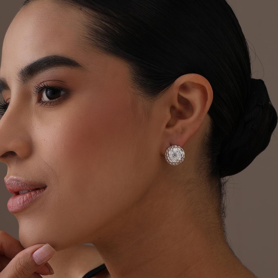 Valentine s Gifts 925 Sterling Silver Golf Ball Omega Back Earrings for ...