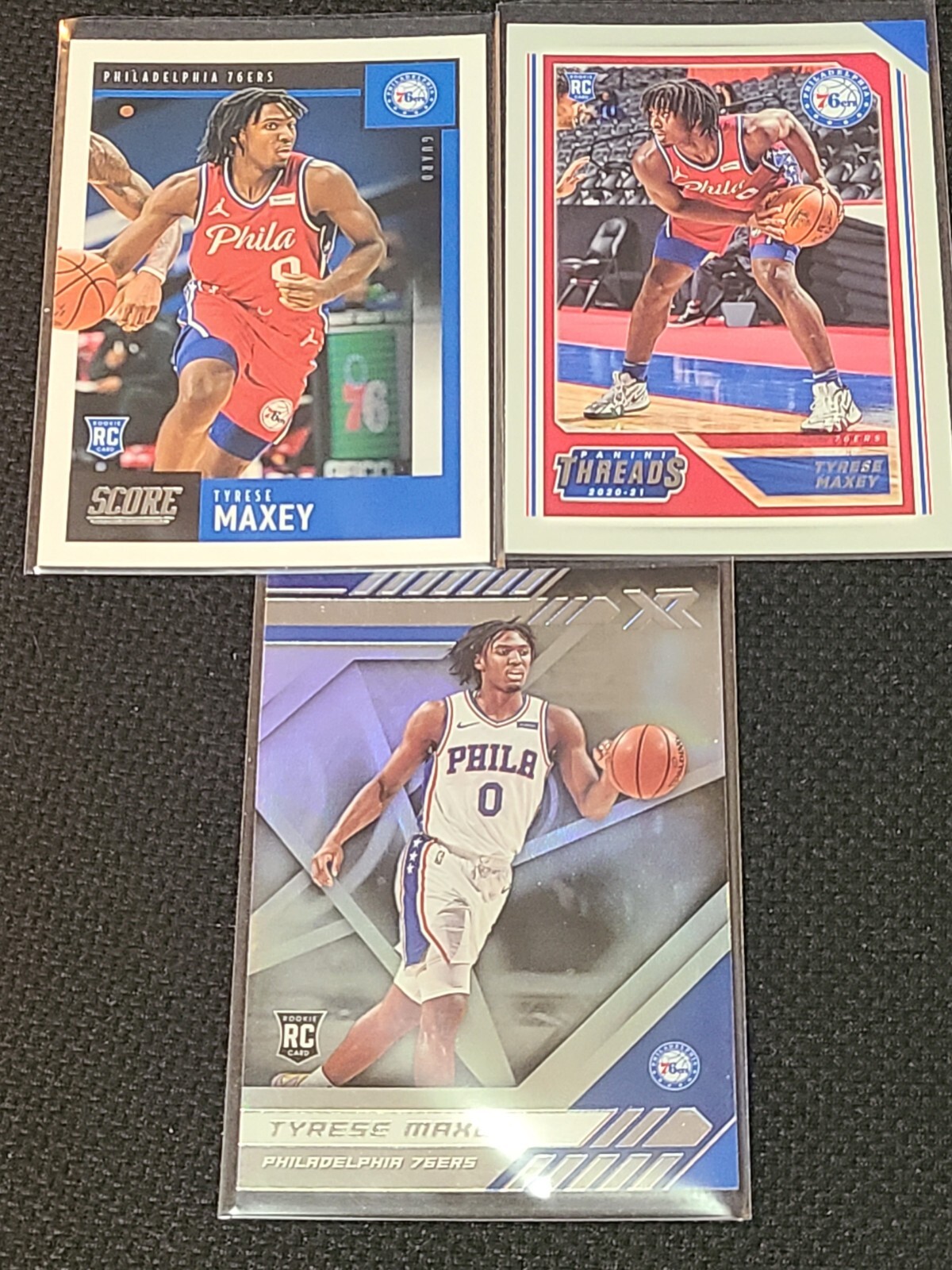 (3) 2020-21 Chronicles #271 Tyrese Maxey XR Score Threads Rookie 76ers ...