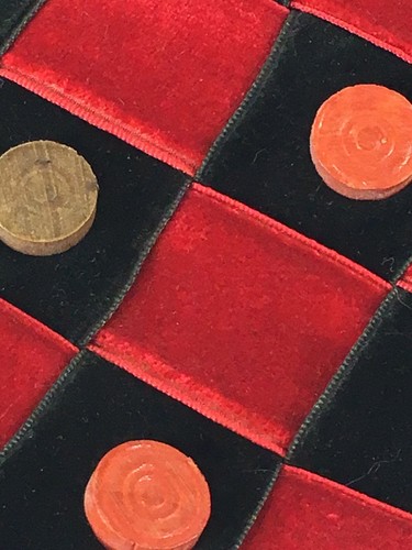 Vintage 1950's WHIMSICAL red & black velvet checkerboard checkers toque ...