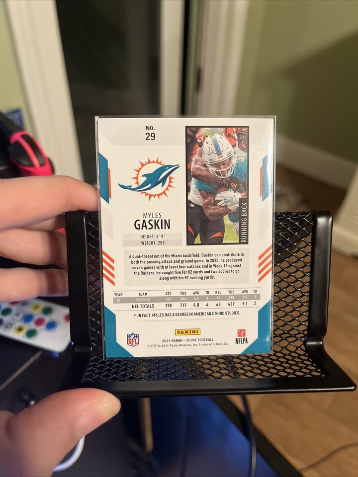 2021 Panini Score Myles Gaskin Lava Parallel 567/575 #29 Miami Dolphins ...