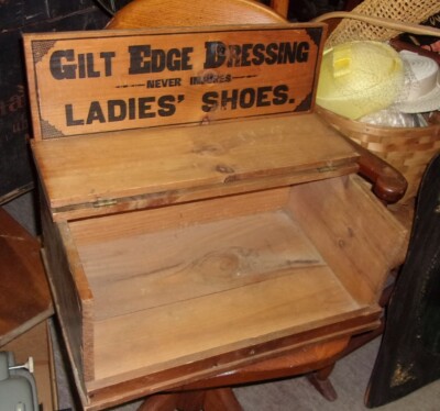 AAFA ANTIQUE COUNTRY STORE DISPLAY WHITTEMORES SHOE POLISH WOOD BOX ...