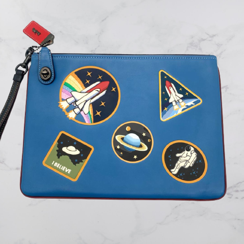 COACH NASA Space Ship Clutch Bag Patches Purse Wristlet W 30cm Japan ...