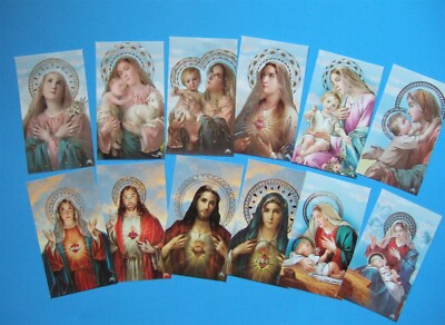 Lot of 12 HOLY CARDS Simeone artwork Virgin Mary Jesus pictures Gold ...