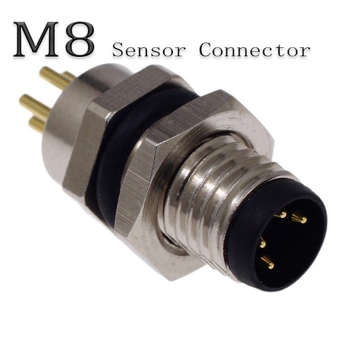 M8 Sensor Connector Aviation Socket Waterproof 4P PCB Male Rear Mount ...