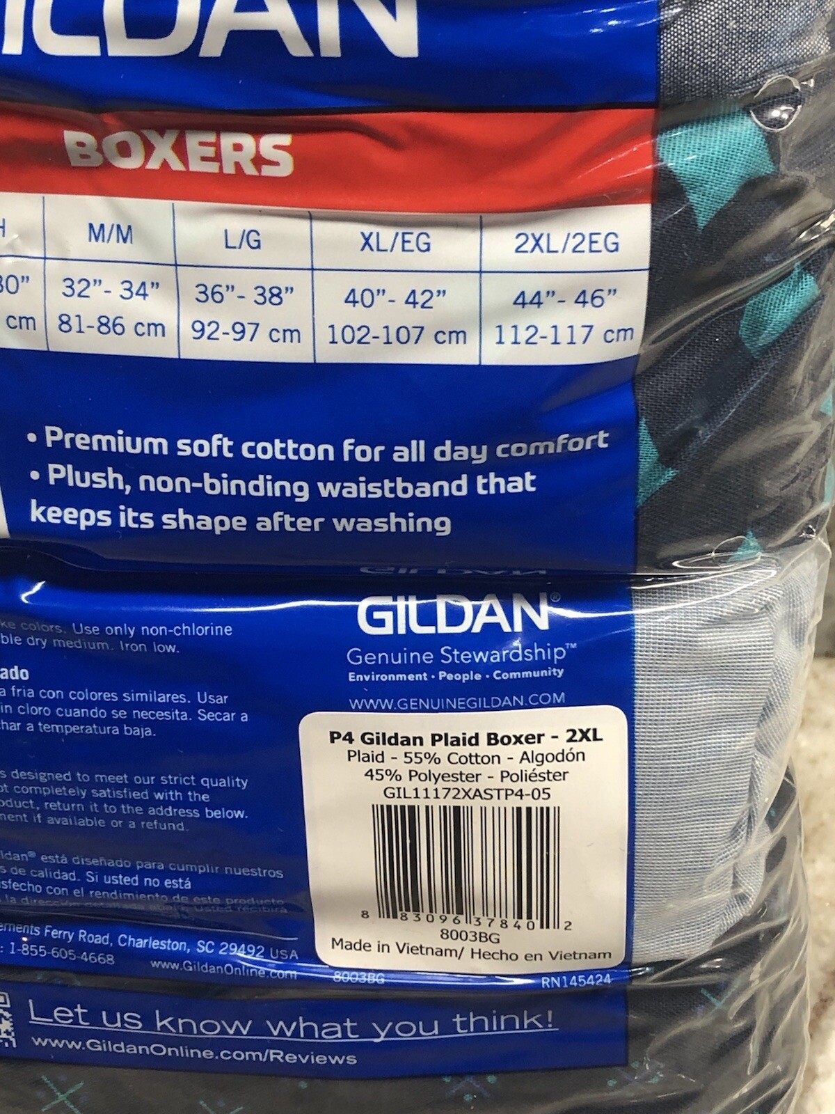Ship N 24 Hours. New-Gildan 4 Pack Woven Boxers Size 2XL 44-46. Hidden ...