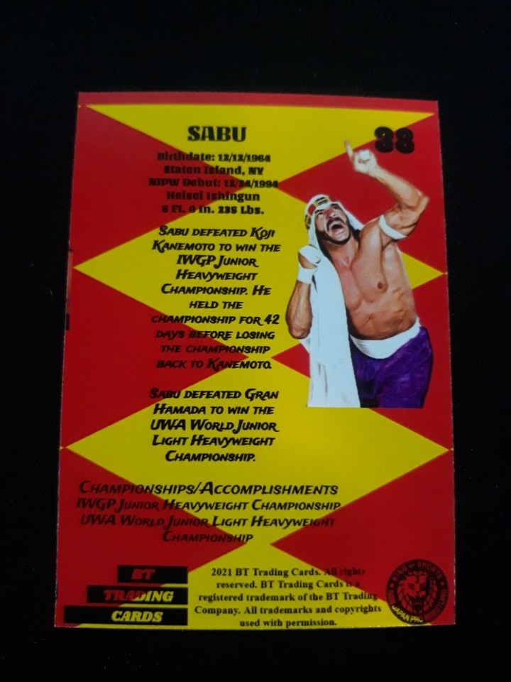 CUSTOM NJPW New Japan Pro Wrestling Trading Card 2021 Sabu #38 | eBay