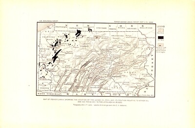 PENNSYLVANIA, GAINES OIL POOL, GAS POOLS Antique geology map 1902 | eBay