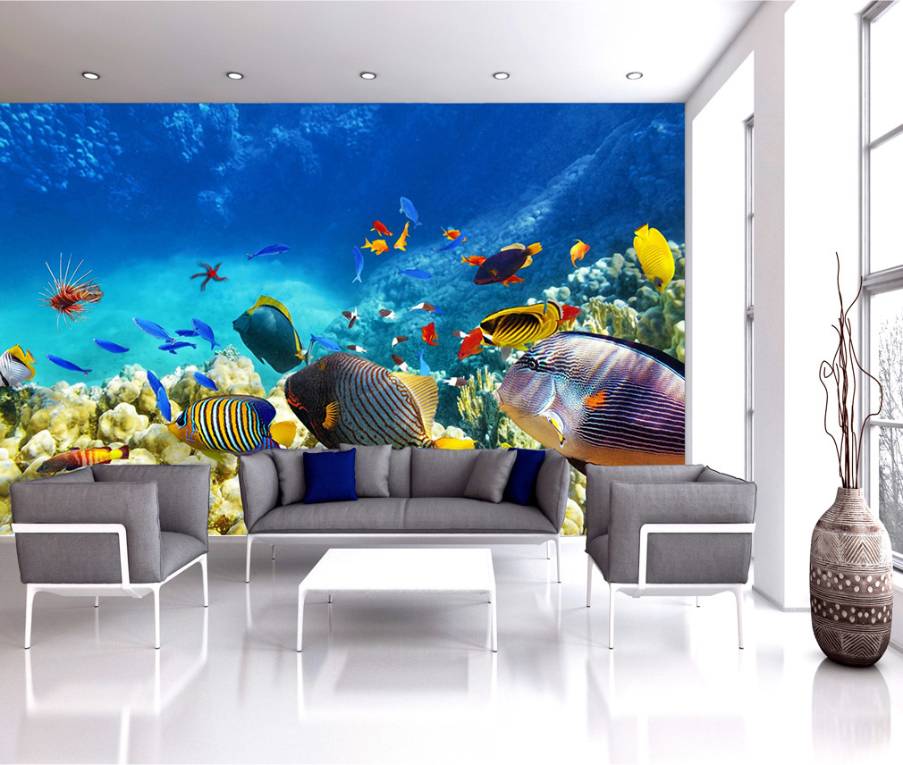 Tropical Fish Wallpaper Walls Coral Reef Underwater 3D Wall Murals