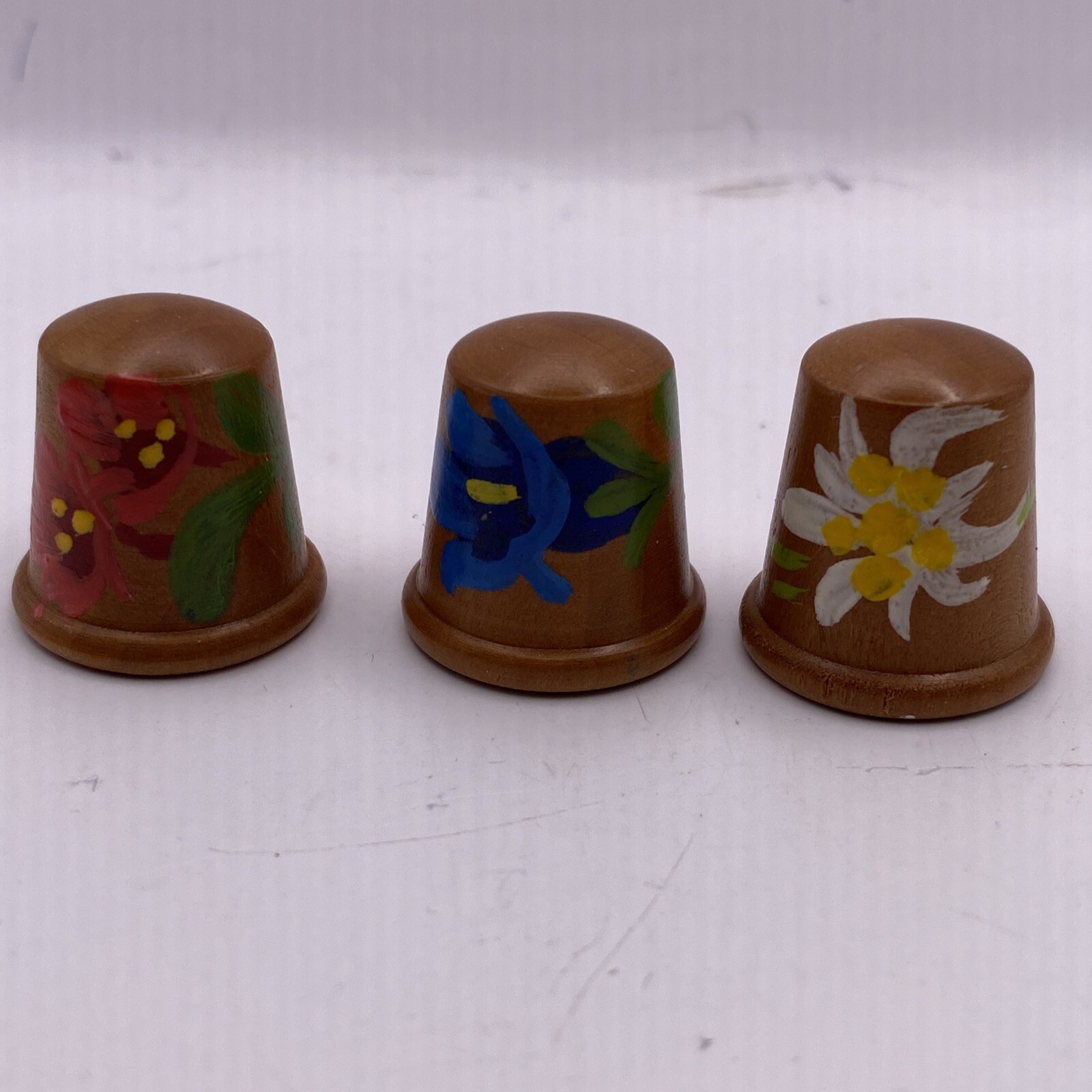 Wooden Thimbles Handpainted set of 3-made in switzerland B9D | eBay