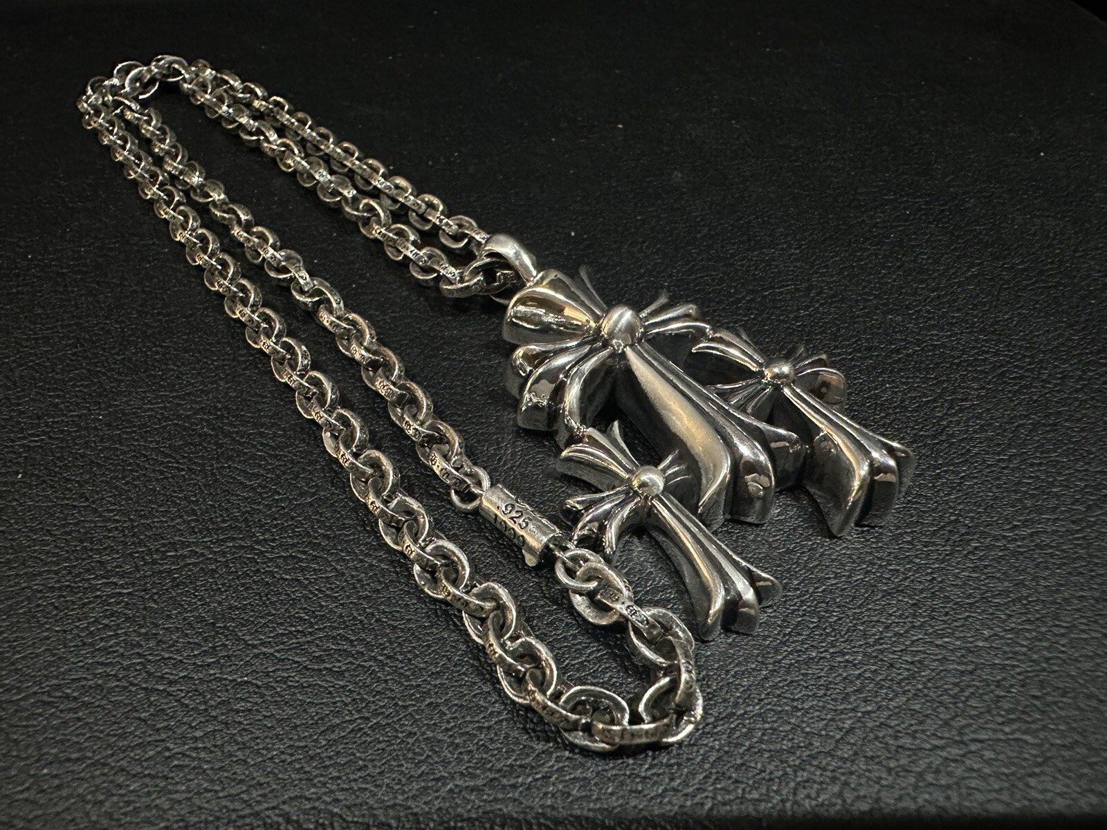 Chrome Hearts Cross Pendant and Paper Chain Necklace - Gem