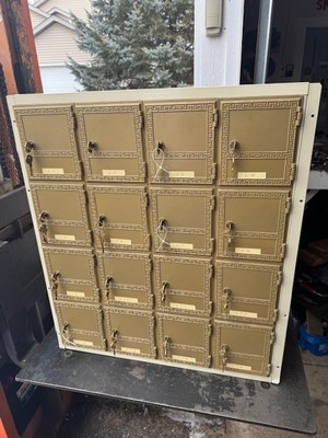 Rear Loading Cluster of 16 Post Office PO Boxes Mailboxes With All Keys ...
