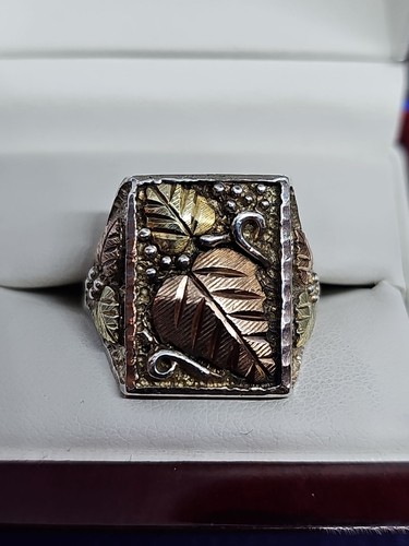 Sterling Silver & 12k Gold Black Hills Grape Leaf Ring Size 12 Coleman ...