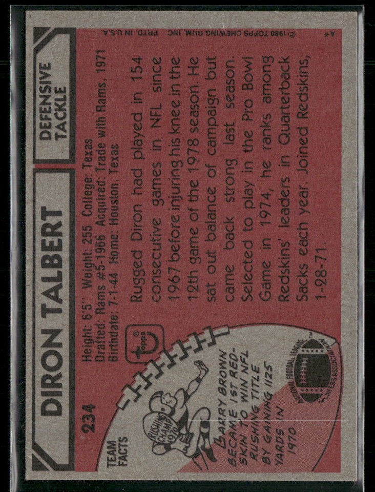 1980 Topps #234 Diron Talbert | eBay