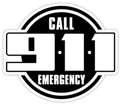 Emergency Call 911 Black White Vinyl Sticker Decal Sign SIZES Health ...
