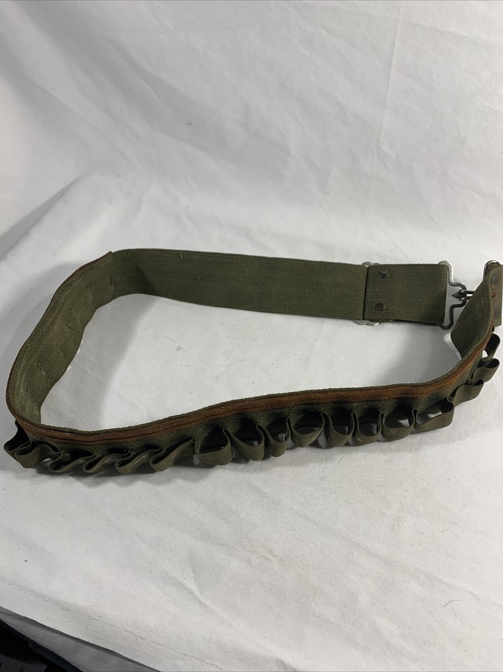 Vintage Cloth Cartridge Belt With Leather Strip | eBay