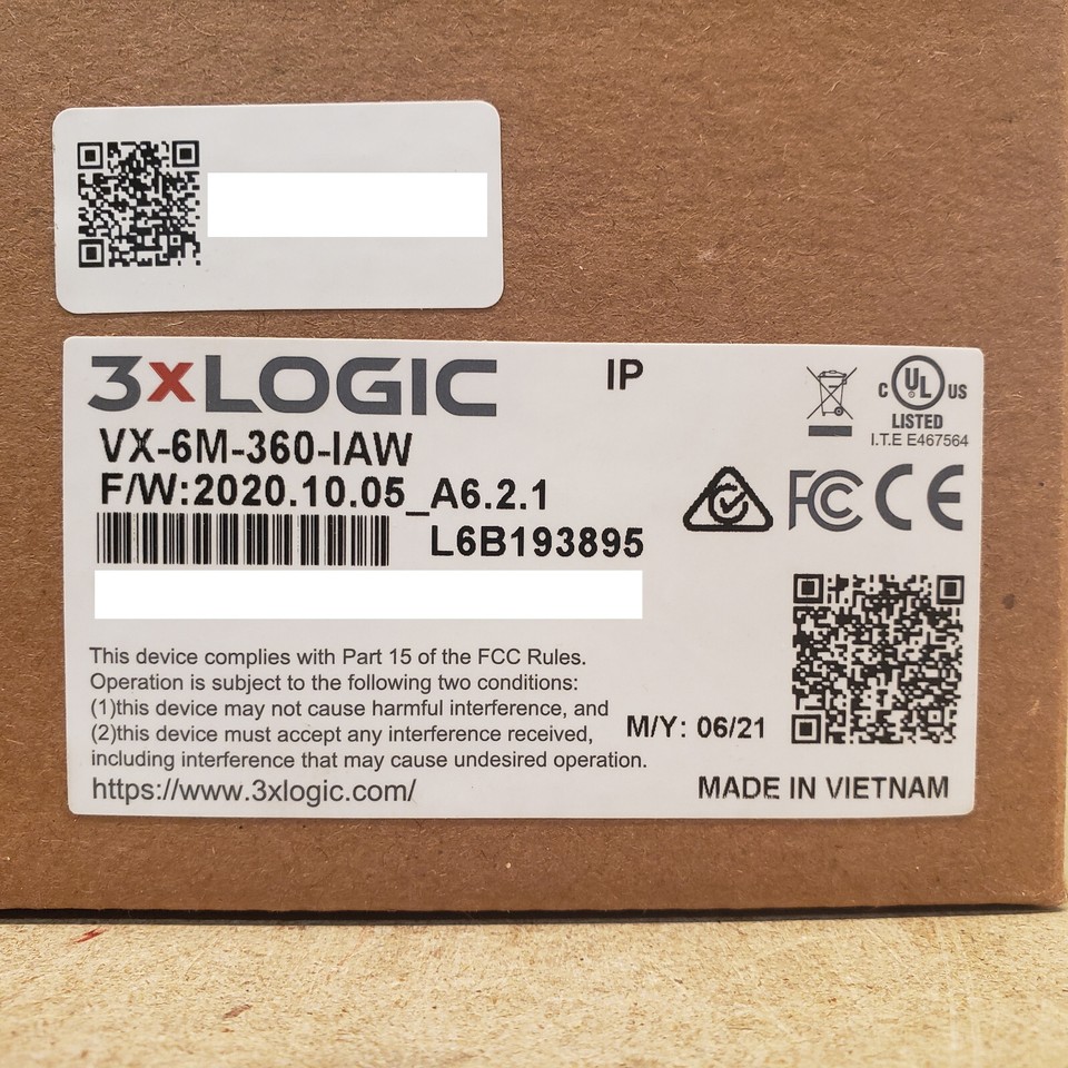 3xLogic VISIX 6MP Outdoor Fisheye IR Security Camera, Audio & Alarm I/O ...