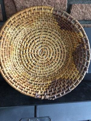 Native American Southwestern Shallow Coil Tri-colored Basket 10.5" | eBay