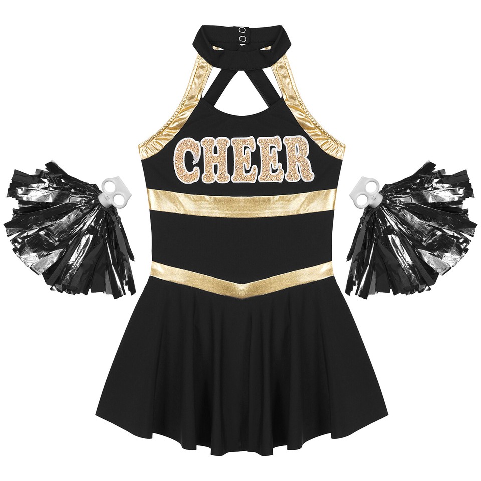 Girls Cheerleader Costume Cheerleading Kids Dress Outfits Uniform with ...