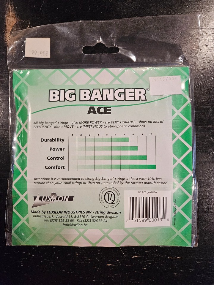 LUXILON BIG BANGER ACE 18 GAUGE TENNIS STRING SET, 1.20MM, BRAND NEW | eBay