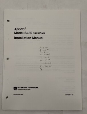 Apollo Model SL30 NAV/ COMM Installation Manual-Copy | eBay