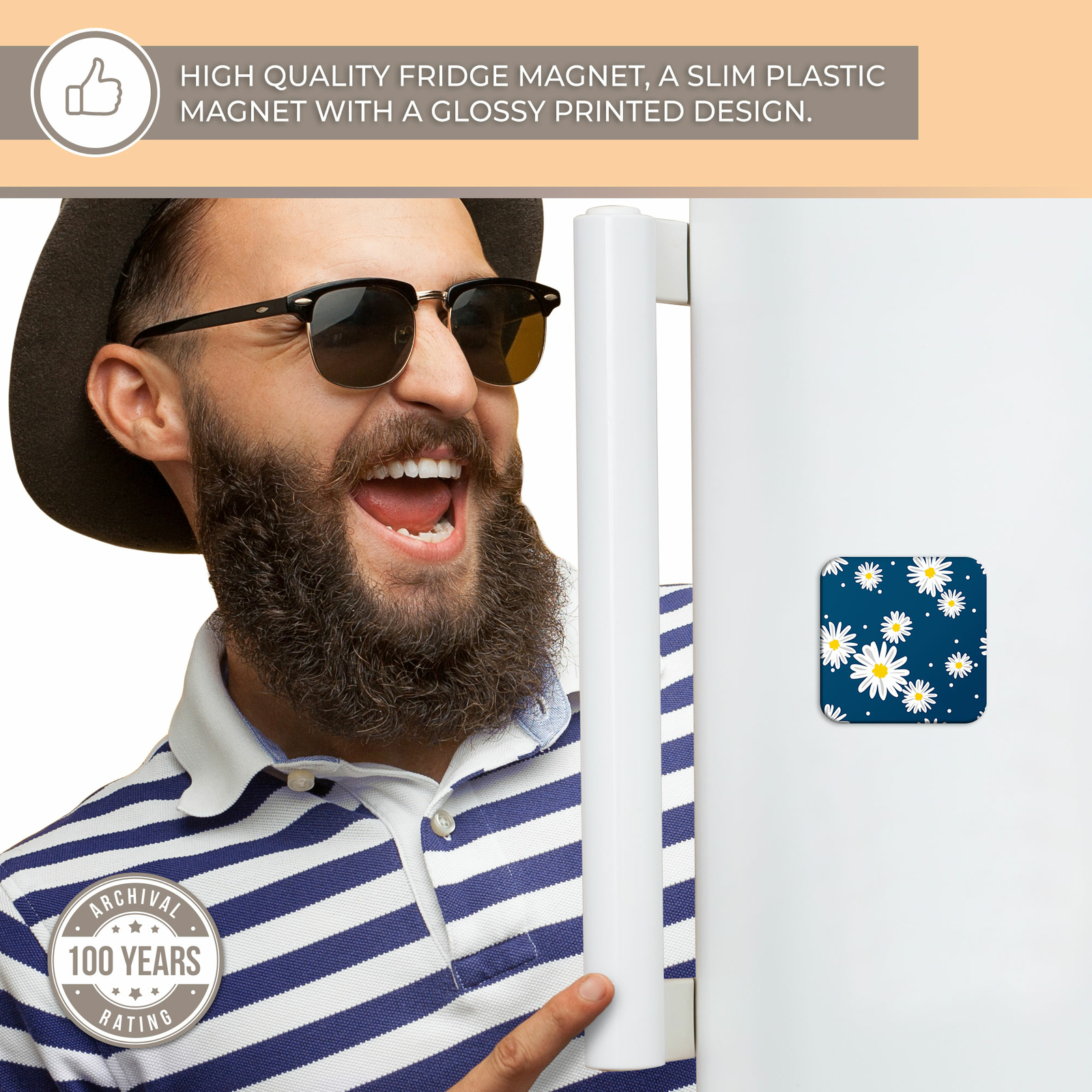 Awesome Fridge Magnet - Pretty Daisy Flowers Navy Floral Cool Gift ...