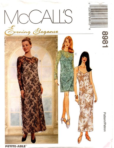 McCalls 8981 Evening Overdress & Slipdress Misses Sewing Pattern Uncut ...