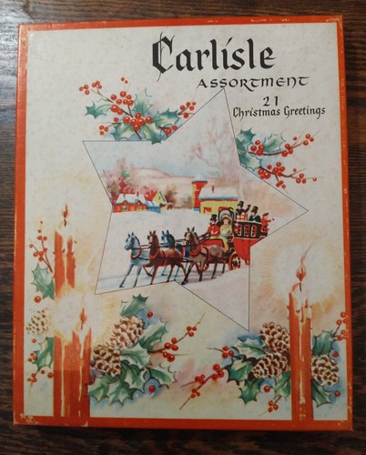 VINTAGE 1940's * CARLISLE BOX 21 CHRISTMAS CARDS w/Envs *PERFECT ...