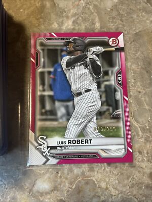 2021 Bowman Paper Luis Robert Chicago White Sox Fuchsia Border Parallel ...
