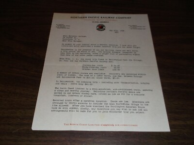 MAY 1936 NORTHERN PACIFIC RAILWAY VACATION TRAVEL LETTER | eBay