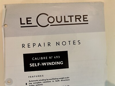 Original Swiss 3-pg Repair Notes vintage Jaeger Lecoultre 493 automatic ...