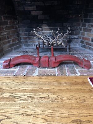 Antique Primitive Handmade Red Painted Wooden Double Ox Oxen Yoke | eBay