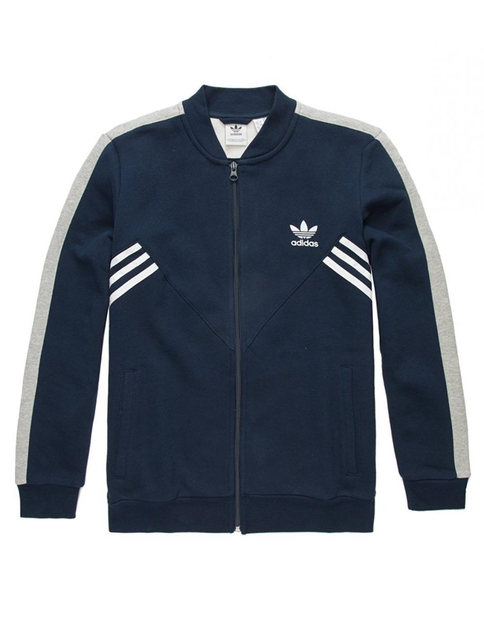 adidas Originals Kids FLEECE SST TRACK JACKET CE1086 SZ L gray/blue | eBay