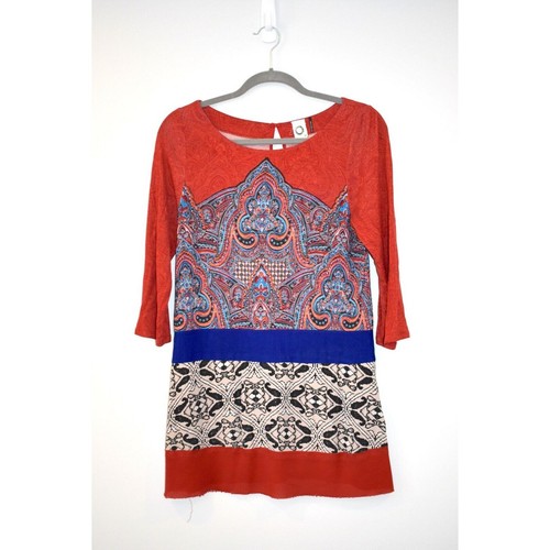 Akemi + Kin Top Size XS Gia Tunic Paisley Boho 3/4 Sleeves Eyelet Rayon ...
