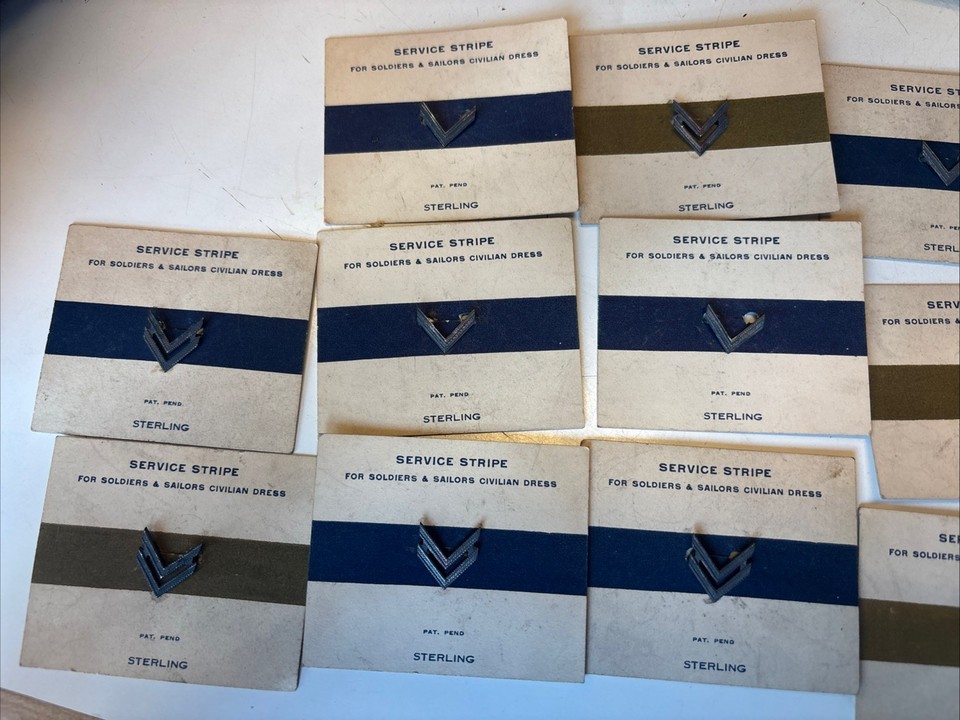 Lot 14 Vintage WW2 Sterling Silver Soldier Service Stripes Civilian ...