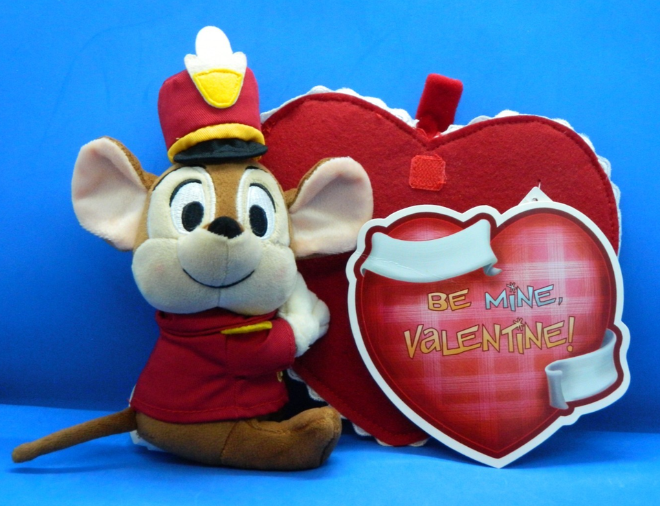 DISNEY TIMOTHY Q MOUSE VALENTINE DAY CARD HEART DUMBO PLUSH STUFFED ...