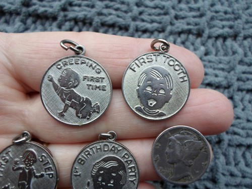 Lot of 4 - vintage Sterling silver - GERBER - baby's first CHARMS ...