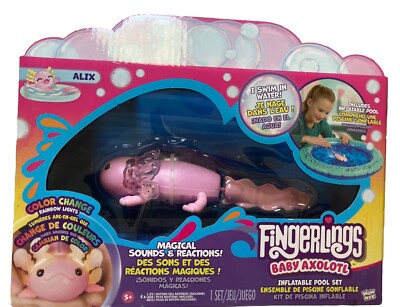 Fingerlings Baby Axolotl Alix Inflatable Pool Set + Color Changing 5 ...
