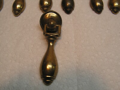 10 Antique Brass Tone Drawer Pulls Handles Tear Drop Cabinet Doorknobs ...