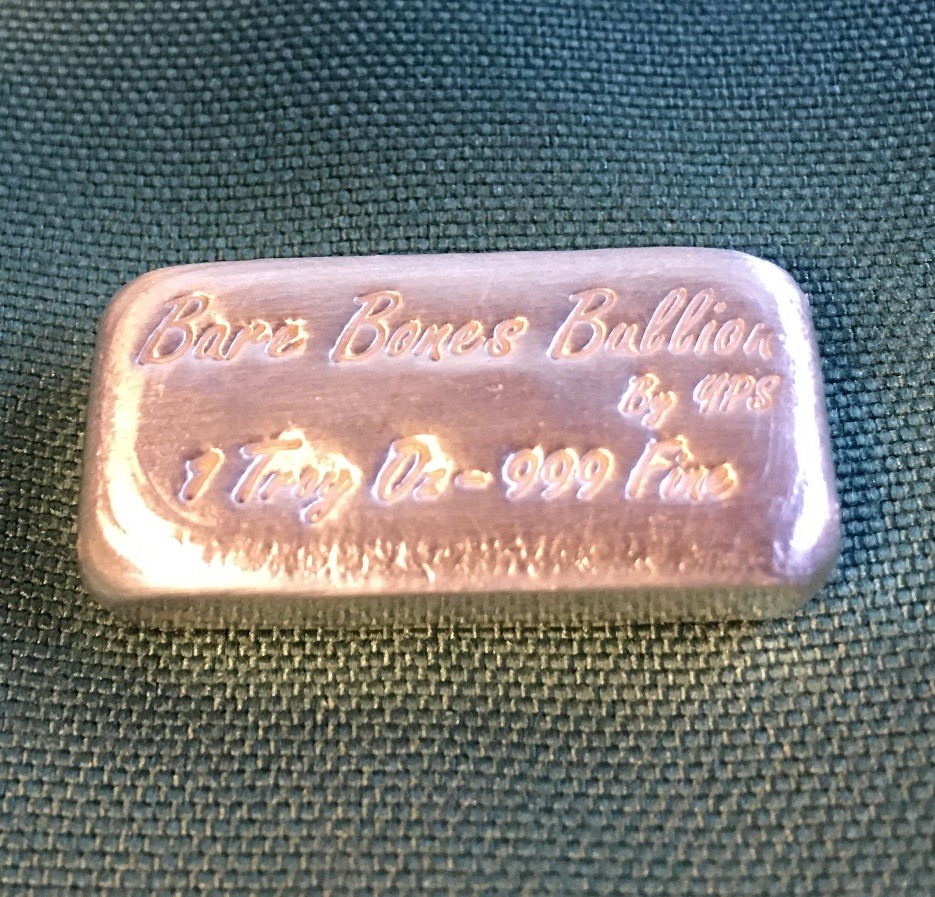 1 oz Hand Poured 999 Silver Bullion Bar by YPS (Bare Bones Bullion ...