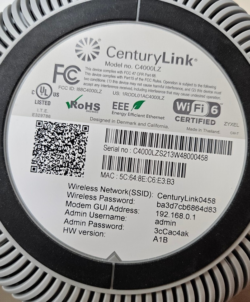 CenturyLink C4000LZ Wi-Fi DSL Internet Modem Router | eBay