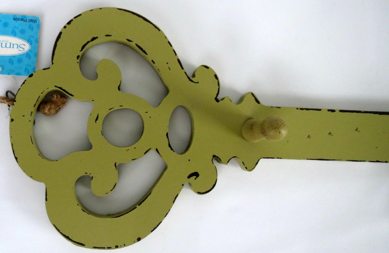 CUTE Creative CoOp Wall Hook 16" VTG Wood Skeleton Key Chartreuse ...
