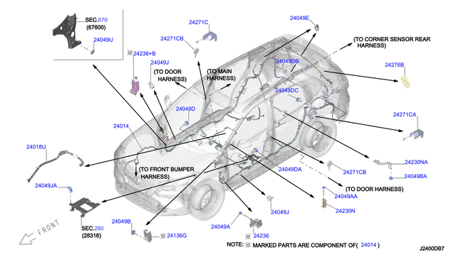 Genuine Nissan Bracket - Engine Room Harness 24388-6RA0A for sale ...