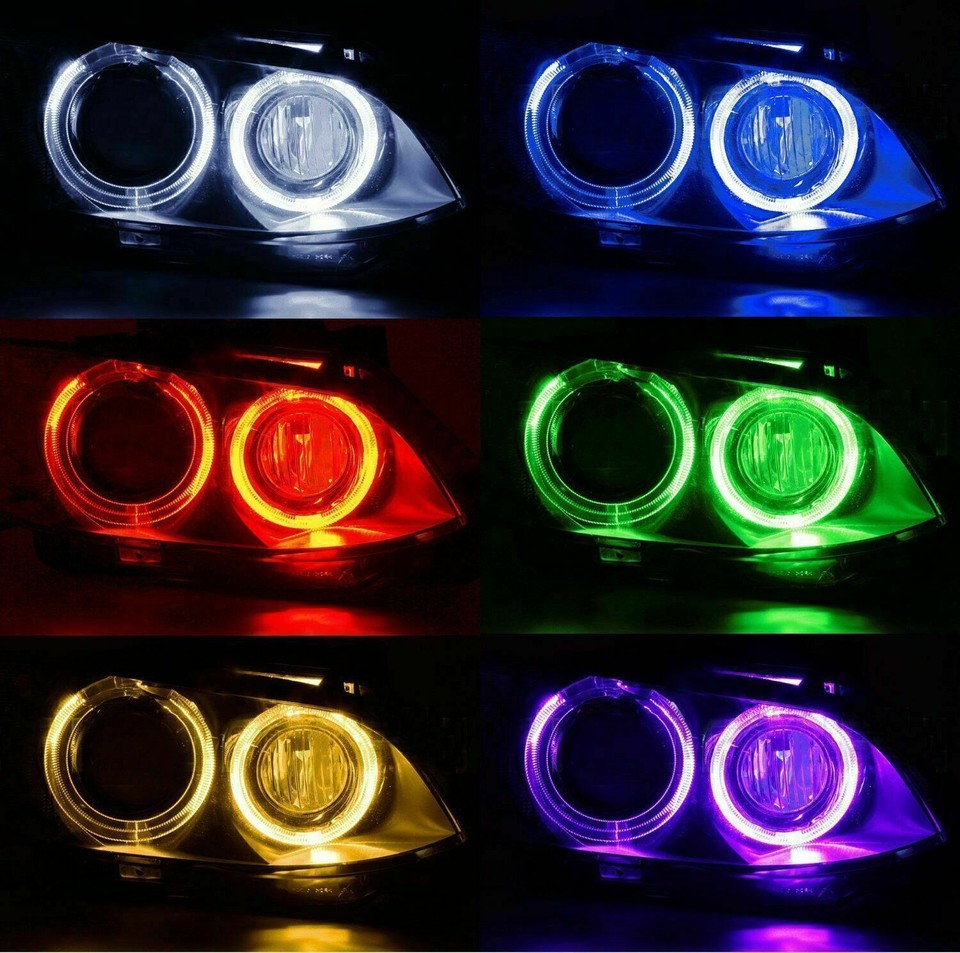 2X RGB LED Angel Eyes Halo Light H8 Headlight Bulbs For BMW E90 E92 E60 ...