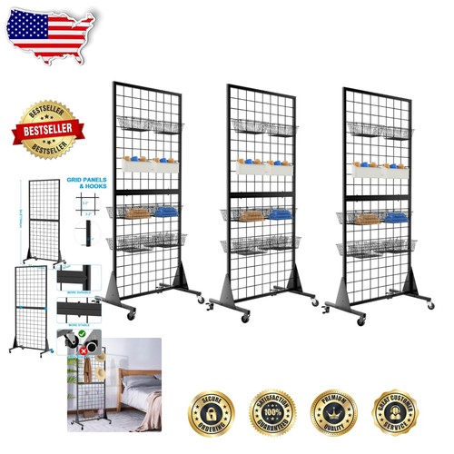 Movable Gridwall Panel Display Stand – Space-Saving 2'x5.5' Racks for ...