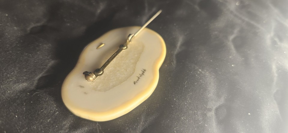 Howard Weyahok's Scrimshaw Art Signed ivory Slice with Alaskan cache ...