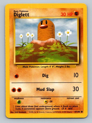 Pokemon Diglett Base Set 047/102 Light Play LP+ or Better | eBay