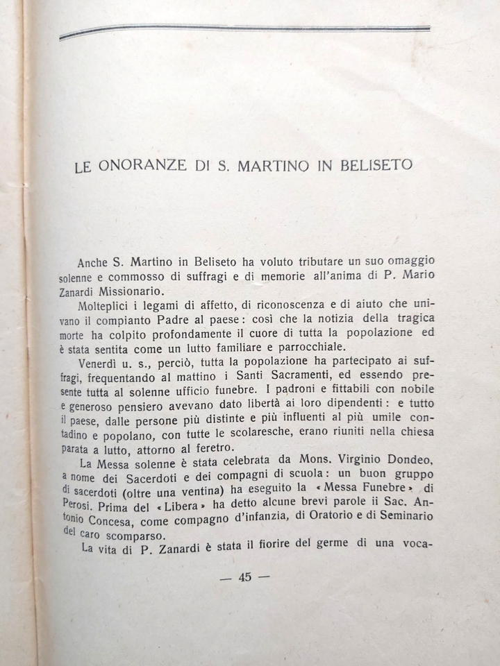 A RICORDO DI PADRE MARIO ZANARDI MISSIONARIO - SONCINO CREMONA ED ...
